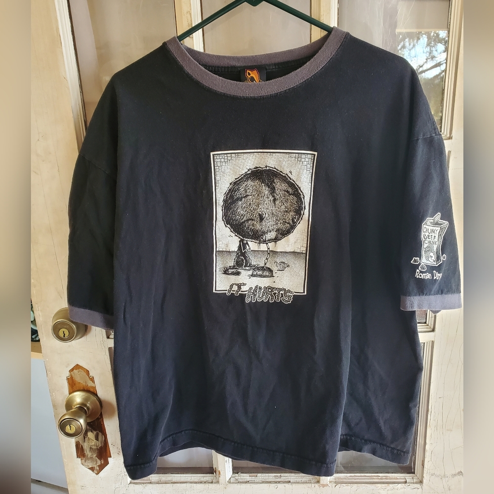 Roman Dirge Fat Head Cat Comic T-Shirt (Chunky Beef C… - Gem